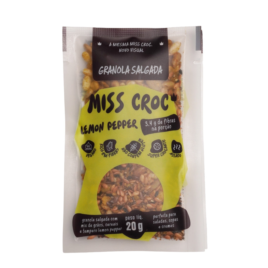 GRANOLA SALGADA SABOR LEMON PEPPER - KIT SACHÊS 140G – Miss Croc